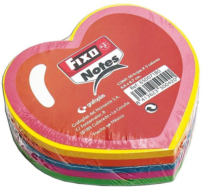 Notas adhesivas Corazón Funny 70 mm x 70 mm 4 colores fluor Apli 16277 ...